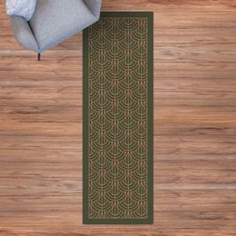 Bilderwelten Kork-Teppich Vintage gr&uuml;n Korkmatte - Art Deco Vorhang Muster mit Rahmen - Geometrisch Wohnzimmer Schlafzimmer
