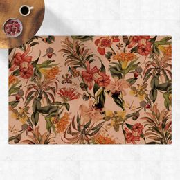 Bilderwelten Kork-Teppich Tropisch bunt Korkmatte - Tropische Blumen - Deko Wohnzimmer Schlafzimmer