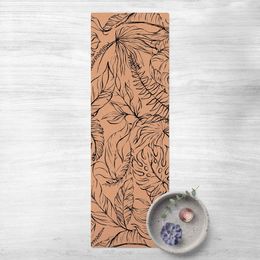 Bilderwelten Kork-Teppich Tropisch schwarz Korkmatte - Schwarzes botanisches Dickicht - Pflanzen Wohnzimmer Schlafzimmer