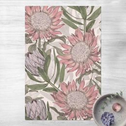 Bilderwelten Kork-Teppich Vintage grau Korkmatte - Florale Eleganz Protea - Pflanzen Wohnzimmer Schlafzimmer