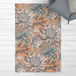 Bilderwelten Kork-Teppich Vintage grau Korkmatte - Florale Eleganz Sonnenhut - Pflanzen Wohnzimmer Schlafzimmer