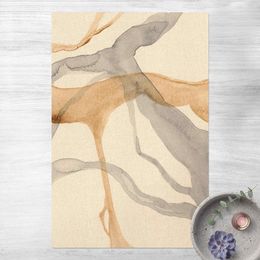 Kork-Teppich - Flie&szlig;endes Rinnsal - modern beige originell Aquarell Deko Wohnzimmer Schlafzimmer
