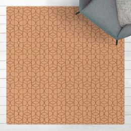 Kork-Teppich - Art Deco Schmetterling Linienmuster XXL - Vintage gold Korkmatte Geometrisch Wohnzimmer Schlafzimmer