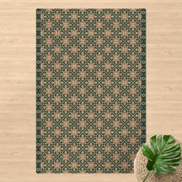 Bilderwelten Kork-Teppich Illustration t&uuml;rkis Fliesenoptik - Geometrischer Fliesenmix Herzen T&uuml;rkis - Deko Wohnzimmer Schlafzimmer