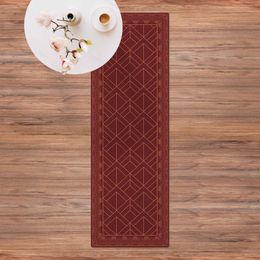 Bilderwelten Kork-Teppich Vintage rot Korkmatte - Art Deco Schuppen Muster mit Bord&uuml;re - Geometrisch Wohnzimmer Schlafzimmer
