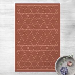 Bilderwelten Kork-Teppich Illustration rot Korkmatte - Geometrisches Muster sechseckige Sterne mit Rahmen - Geometrisch Wohnzimmer Schlafzimmer