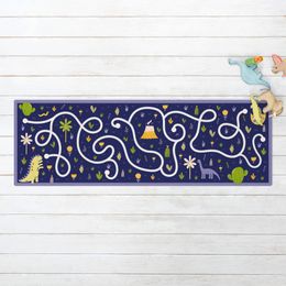 Bilderwelten Kork-Teppich Illustration violett Korkmatte - Dinosaurier - Dinomama sucht ihr Baby - Dinosaurier Kinderzimmer Baby M&auml;dchen Jungen
