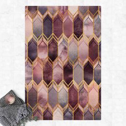 Bilderwelten Kork-Teppich Abstrakt rosa originell Aquarell - Glasmalerei geometrisch Ros&eacute; Gold - Geometrisch Wohnzimmer Schlafzimmer