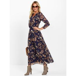 Inspirationen Damen Maxikleid "Kleid", blau, Gr. 44, bedruckt, gemustert, mehrfarbig, 100% Polyester, Kleider