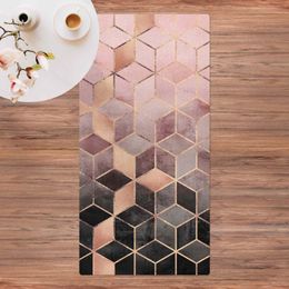 Bilderwelten Kork-Teppich Abstrakt rosa originell Aquarell - Rosa Grau goldene Geometrie - Geometrisch Wohnzimmer Schlafzimmer