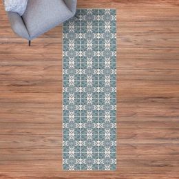 Bilderwelten Kork-Teppich Illustration blau Fliesenoptik - Fliesenmuster Lissabon Taubenblau - Deko Wohnzimmer Schlafzimmer