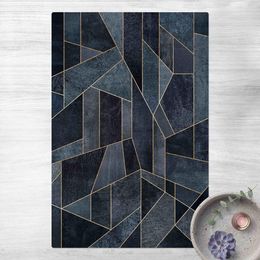 Bilderwelten Kork-Teppich Abstrakt blau originell Aquarell - Blaue Geometrie Aquarell - Geometrisch Wohnzimmer Schlafzimmer
