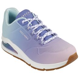 Skechers Damen Sneaker "UNO 2 OMBRE AWAY", Gr. 41, blau, Lederimitat, mehrfarbig, Schuhe, Freizeitschuh, Halbschuh, Schn&uuml;rschuh in leuchtender