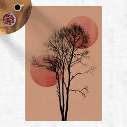 Bilderwelten Kork-Teppich Illustration rosa Wald Korkmatte - Baum im Nachthimmel - B&auml;ume Wohnzimmer Schlafzimmer