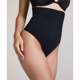 Hunkem&ouml;ller HUNKEM&Ouml;LLER Damen String "Seamless Enhancing High Waisted Thong", Gr. Lschwarz, 88% Polyamid, 12% Elasthan, Unterhosen