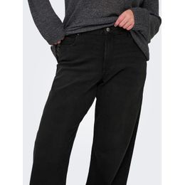 Only CARMAKOMA Damen High-waist-Jeans "CARSNOW HW WIDE DNM JEANS PIM WB", schwarz, Gr. 54, unifarben, Denim/Jeans, Obermaterial: 50% Baumwolle, 30%
