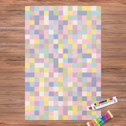 Bilderwelten Kork-Teppich Illustration rosa Mosaik - Buntes Mosaik Zuckerwatte - Deko Kinderzimmer Baby M&auml;dchen Jungen