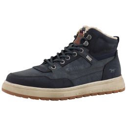 Mustang Shoes Herren Winterboots "Puno", Gr. 44, blau, Lederimitat, Textil, Basic, Schuhe, High Top Sneaker, Schn&uuml;rboots mit Warmfutter