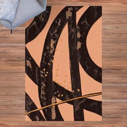 Bilderwelten Kork-Teppich Abstrakt schwarz originell Korkmatte - Onyx mit Gold - Deko Wohnzimmer Schlafzimmer