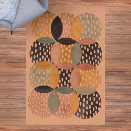 Bilderwelten Kork-Teppich Illustration bunt Aquarell - Regentropfen in Aquarellkreisen - Geometrisch Wohnzimmer Schlafzimmer
