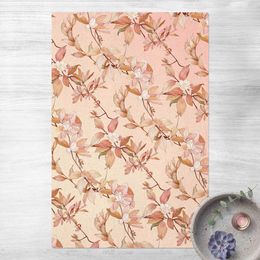 Kork-Teppich - Romantisches Bl&uuml;tenaquarell Natur Rosa - Illustration rosa Aquarell Deko Wohnzimmer Schlafzimmer
