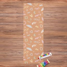 Bilderwelten Kork-Teppich Illustration pastell Korkmatte - Gezeichnete Freiformen Luft - Geometrisch Wohnzimmer Schlafzimmer