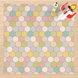 Kork-Teppich - No.YK52 Sechseck Pastell - Illustration bunt Korkmatte Geometrisch Kinderzimmer Baby M&auml;dchen Jungen