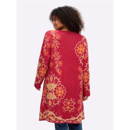 Damen Strickjacke, braun, Gr. 48, sheego by Joe Browns, gebl&uuml;mt, gemustert, mehrfarbig, 75% Polyacryl, 22% Polyester, 3% Elasthan, Strickjacken