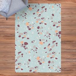 Bilderwelten Kork-Teppich modern blau Mosaik - Detailliertes Terrazzo Muster Bolzano - Deko Wohnzimmer Schlafzimmer
