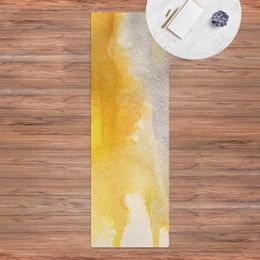 Bilderwelten Kork-Teppich modern gelb originell Aquarell - Metallische Reflektionen - Deko Wohnzimmer Schlafzimmer