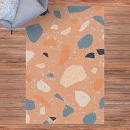 Bilderwelten Kork-Teppich modern petrol Mosaik - Detailliertes Terrazzo Muster Asti - Deko Wohnzimmer Schlafzimmer