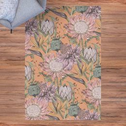 Bilderwelten Kork-Teppich Vintage grau Korkmatte - Florale Eleganz Strelitzie - Pflanzen Wohnzimmer Schlafzimmer