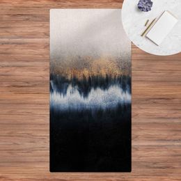 Bilderwelten Kork-Teppich Abstrakt gold originell Aquarell - Goldener Horizont - Deko Wohnzimmer Schlafzimmer