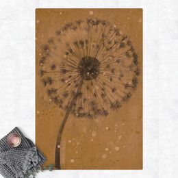 Bilderwelten Kork-Teppich Illustration beige Korkmatte - Pusteblume im Schnee - Pusteblume Wohnzimmer Schlafzimmer