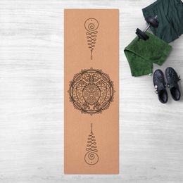 Kork-Teppich - Mandala Schildkr&ouml;te - Orientalisch schwarz Tiere Korkmatte Mandala Wohnzimmer Schlafzimmer