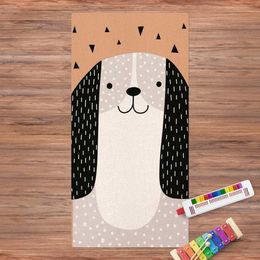 Bilderwelten Kork-Teppich Illustration weiss Tiere Korkmatte - Tierpark mit Mustern - Hund - Hund Kinderzimmer Baby M&auml;dchen Jungen