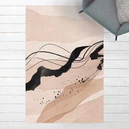 Bilderwelten Kork-Teppich Abstrakt beige Korkmatte - Aquarell Landschaft Nachtwogen - Deko Wohnzimmer Schlafzimmer