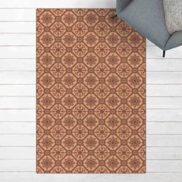 Bilderwelten Kork-Teppich Illustration rot Fliesenoptik - Aquarell Fliesenmuster Porto Terracotta - Deko Wohnzimmer Schlafzimmer