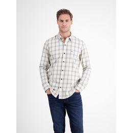 Lerros Herren Karohemdbroken wei&szlig;, Gr. M, kariert, Web, Obermaterial: 100% Baumwolle, Hemden, langarm, mit Knopfleiste