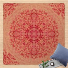 Kork-Teppich - Mandala Aquarell Ornament Muster pink - modern pink originell Aquarell Ornamente Wohnzimmer Schlafzimmer