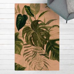 Bilderwelten Kork-Teppich Tropisch gr&uuml;n Aquarell - Aquarell Tropisches Arrangement mit Monstera - Pflanzen Wohnzimmer Schlafzimmer