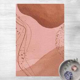 Bilderwelten Kork-Teppich Abstrakt rosa Korkmatte - Aquarell Landschaft Windspiel - Deko Wohnzimmer Schlafzimmer