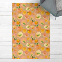 Bilderwelten Kork-Teppich Illustration orange Kulinarisch Aquarell - Aquarell Orangen mit Bl&auml;ttern - Obst K&uuml;che