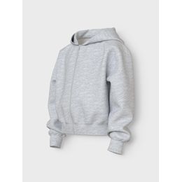 name it M&auml;dchen Kapuzensweatjacke "NKFMILLE SHORT NREG SWE CARD WH UNB NOOS", grau, Gr. 116, meliert, unifarben, Sweatware, Obermaterial: 80%