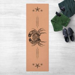 Bilderwelten Kork-Teppich Illustration schwarz Tiere Korkmatte - Nautik Krabbe mit Seesternen - Deko Wohnzimmer Schlafzimmer