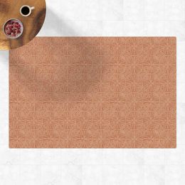 Bilderwelten Kork-Teppich Vintage rosa Korkmatte - Vintage Muster Filigranes Art Deco - Geometrisch Wohnzimmer Schlafzimmer
