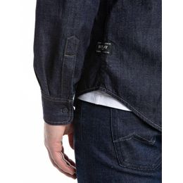 Replay Herren Langarmhemd, blau, Gr. L, Twill, Obermaterial: 100% Baumwolle, Hemden