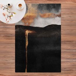 Bilderwelten Kork-Teppich Abstrakt schwarz originell Aquarell - Abstrakte goldene Glut - Deko Wohnzimmer Schlafzimmer