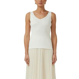 Damen Stricktop, wei&szlig;, Gr. 46, s.Oliver BLACK LABEL, unifarben, Strick, Obermaterial: 70% Viskose, 30% Polyamid, Tops, mit tiefen V-Ausschnitt hinten