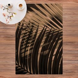 Bilderwelten Kork-Teppich Motiv gr&uuml;n Natur Korkmatte - Schattenspiel auf Palmenwedel - Palme Wohnzimmer Schlafzimmer